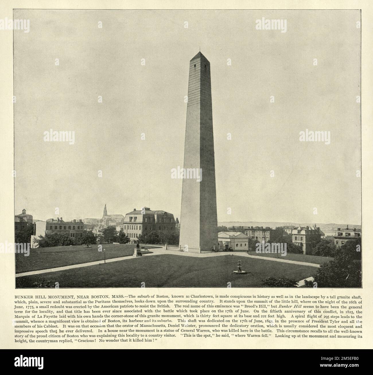 Vintage photograph of Bunker Hill Monument, Boston, USA, 19th Century ...