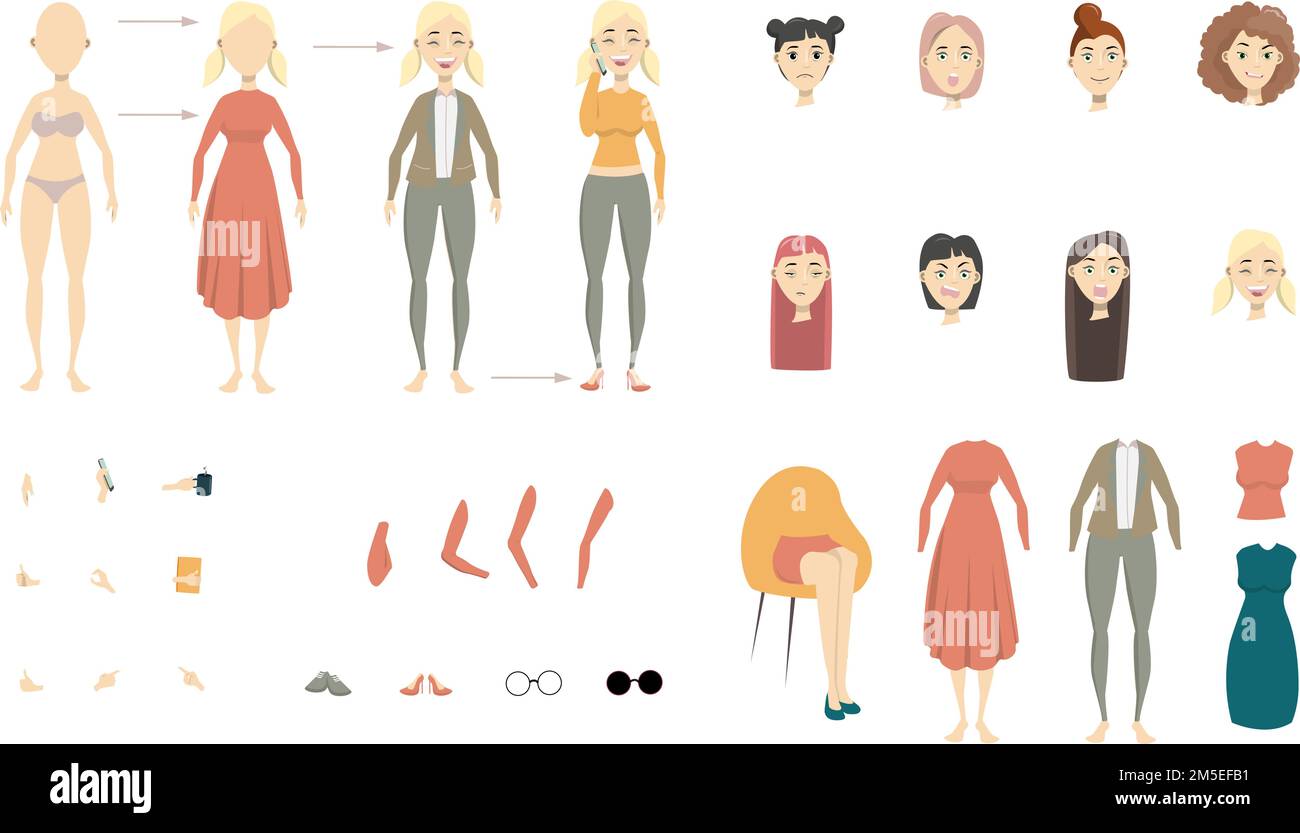 Character creation set young Stock Vector Images - Alamy