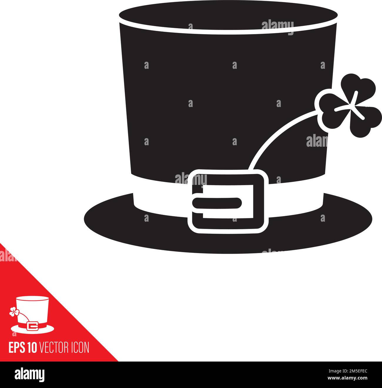 Saint Patricks hat with shamrock leaf vector icon. Irish national ...