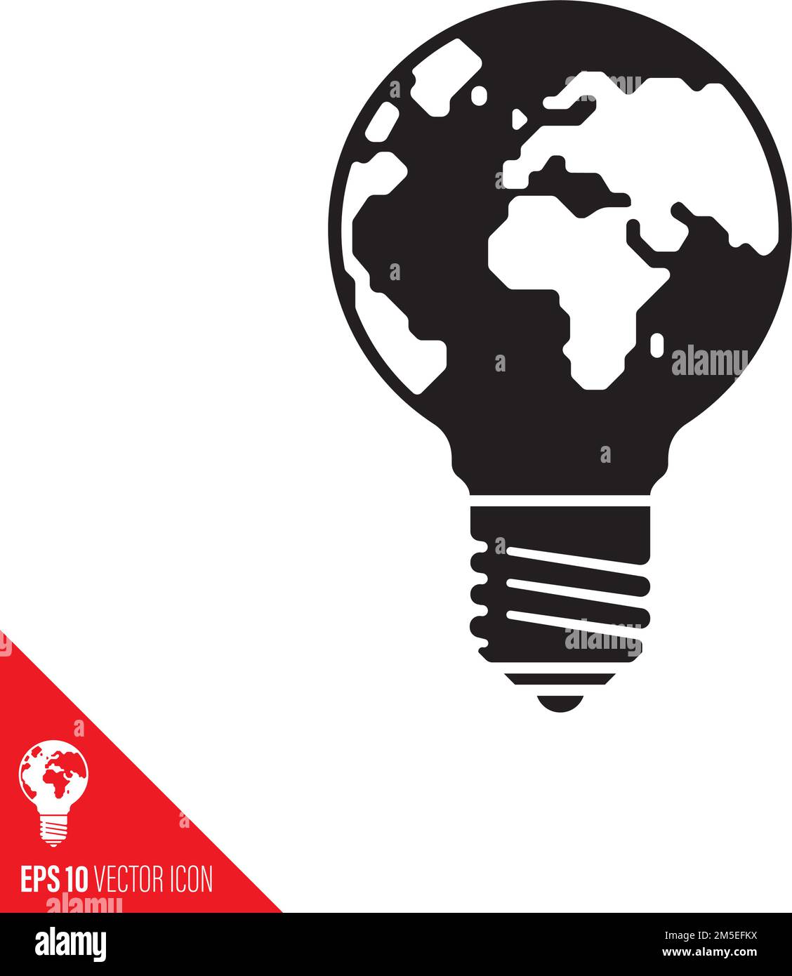 Earth in a lightbulb vector glyph icon. Creative environmental ...