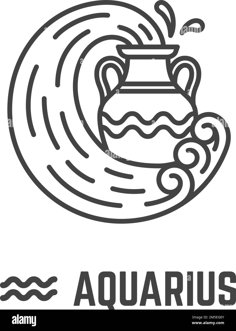 Aquarius Symbol Black Line Icon Zodiac Sign Stock Vector Image And Art