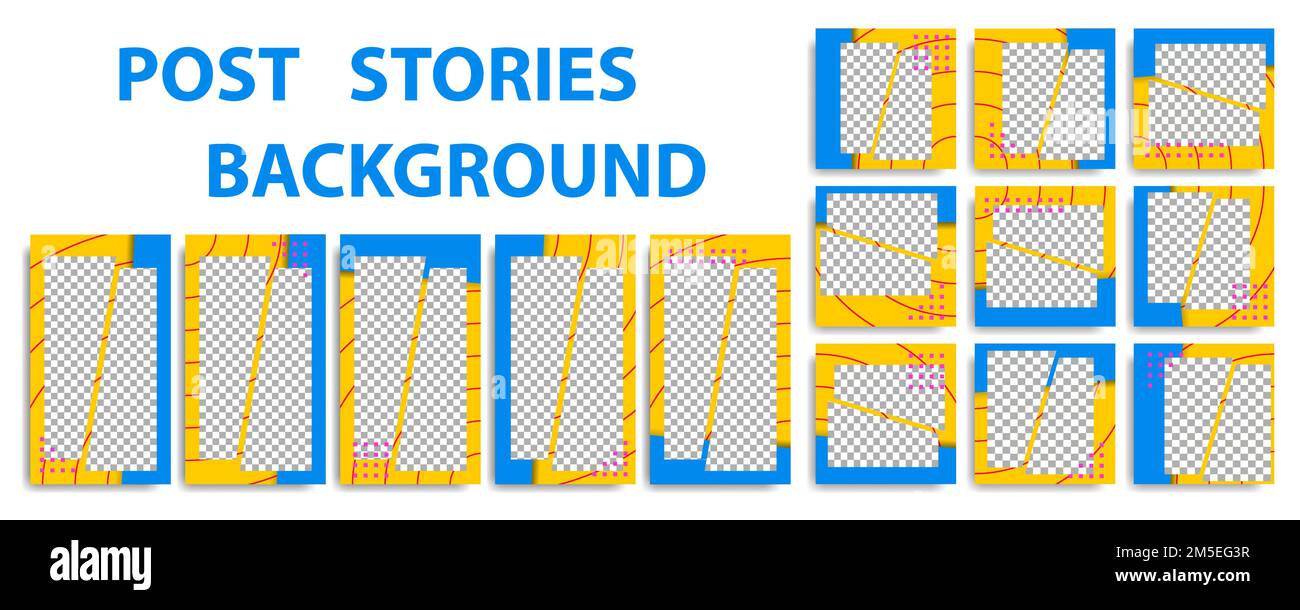 Post and story in yellow and blue color for social network. Editable ...