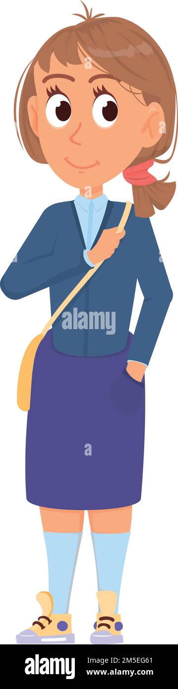 Student girl with school bag. Cartoon female teenager Stock Vector ...