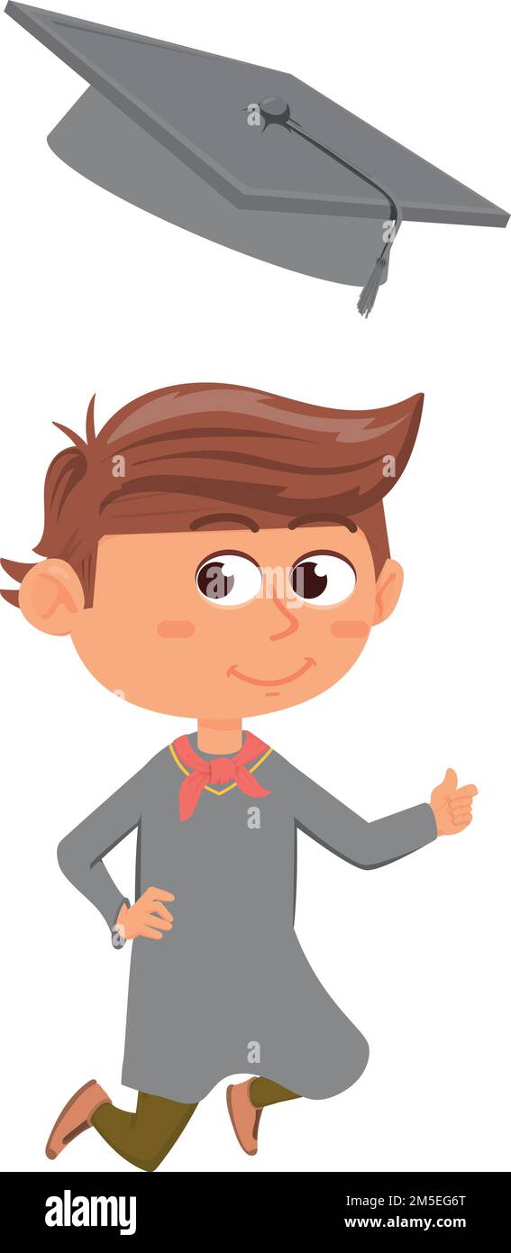 Happy graduate kid jumping. Funny student boy Stock Vector Image & Art ...