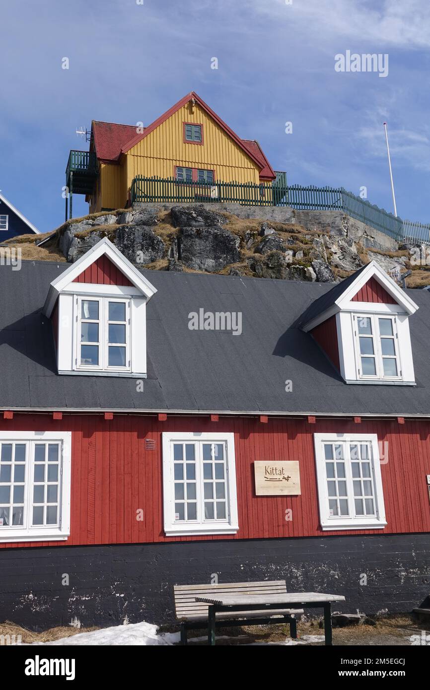 Colorful Homes Dot the Coast of Greenland Stock Photo - Alamy