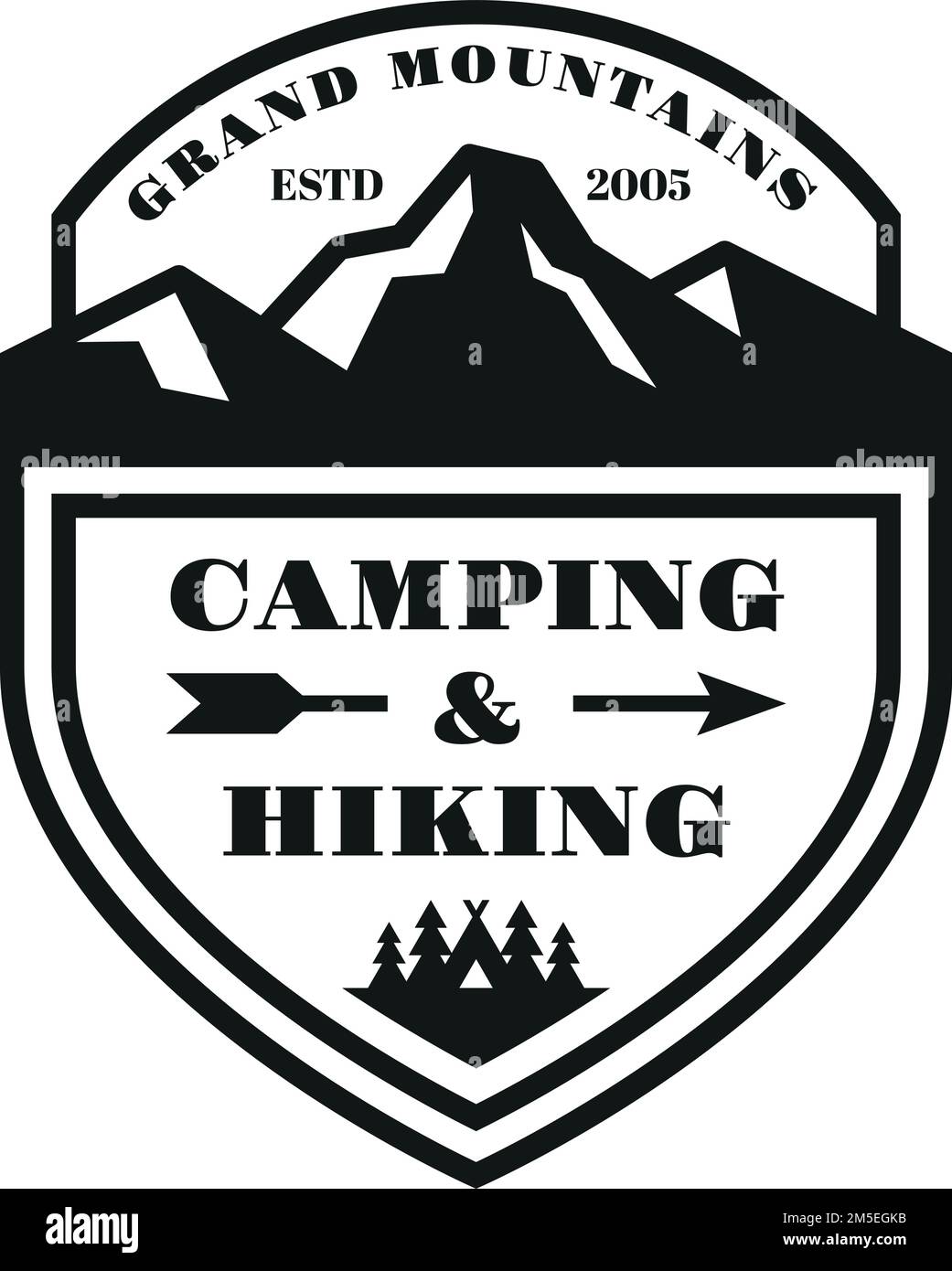 Camping and hiking club black logo. Mountain tourism emblem Stock ...