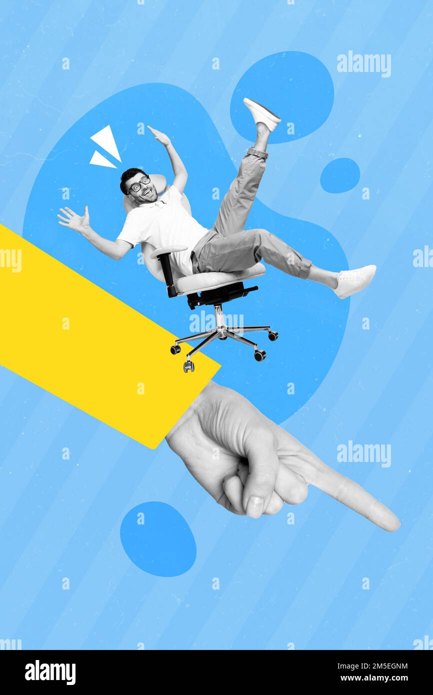 Photo collage cartoon comics sketch picture of funny funky guy sitting ...