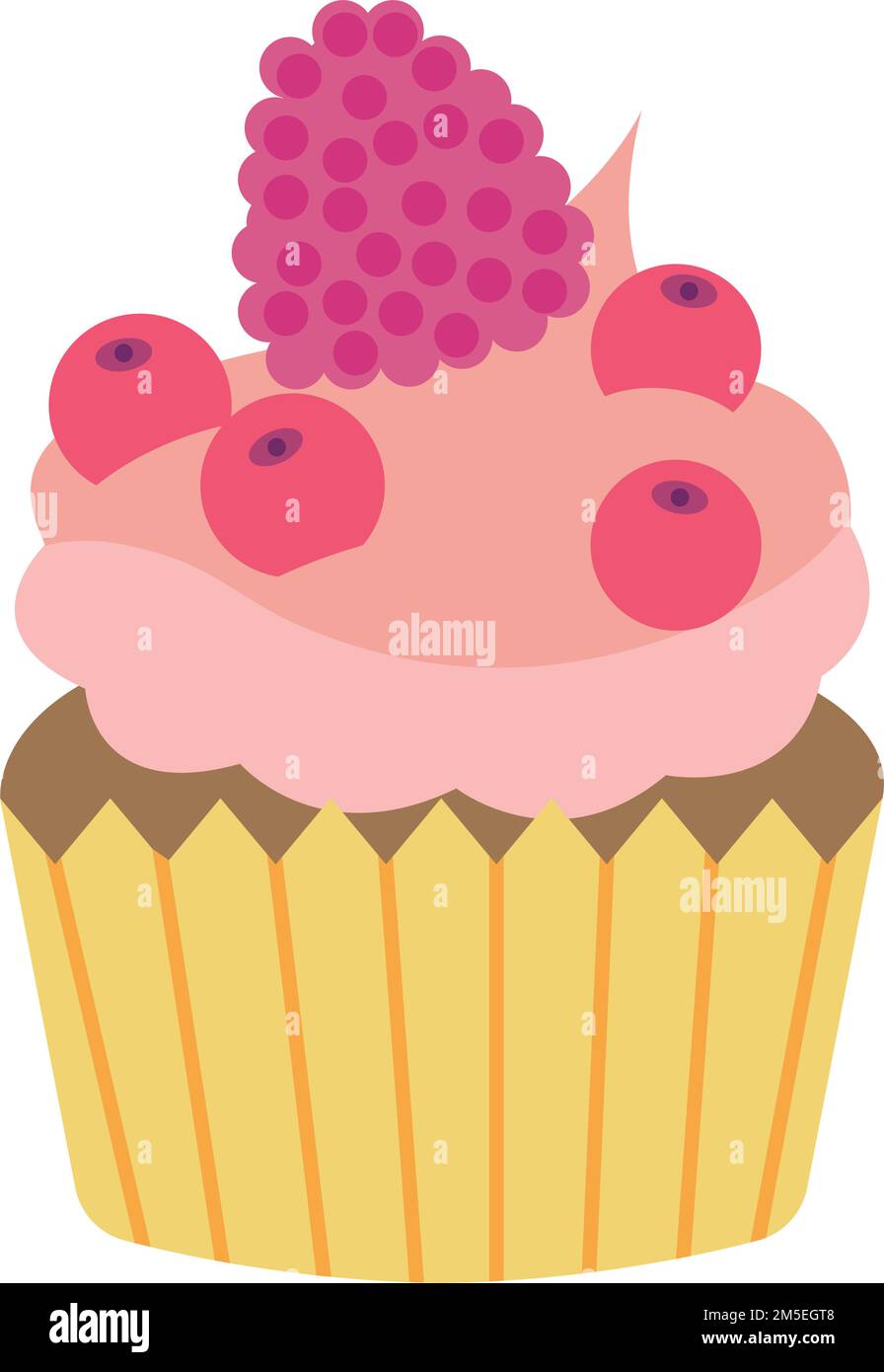 Raspberry pastry icon. Pink sweet cream muffin Stock Vector Image & Art ...