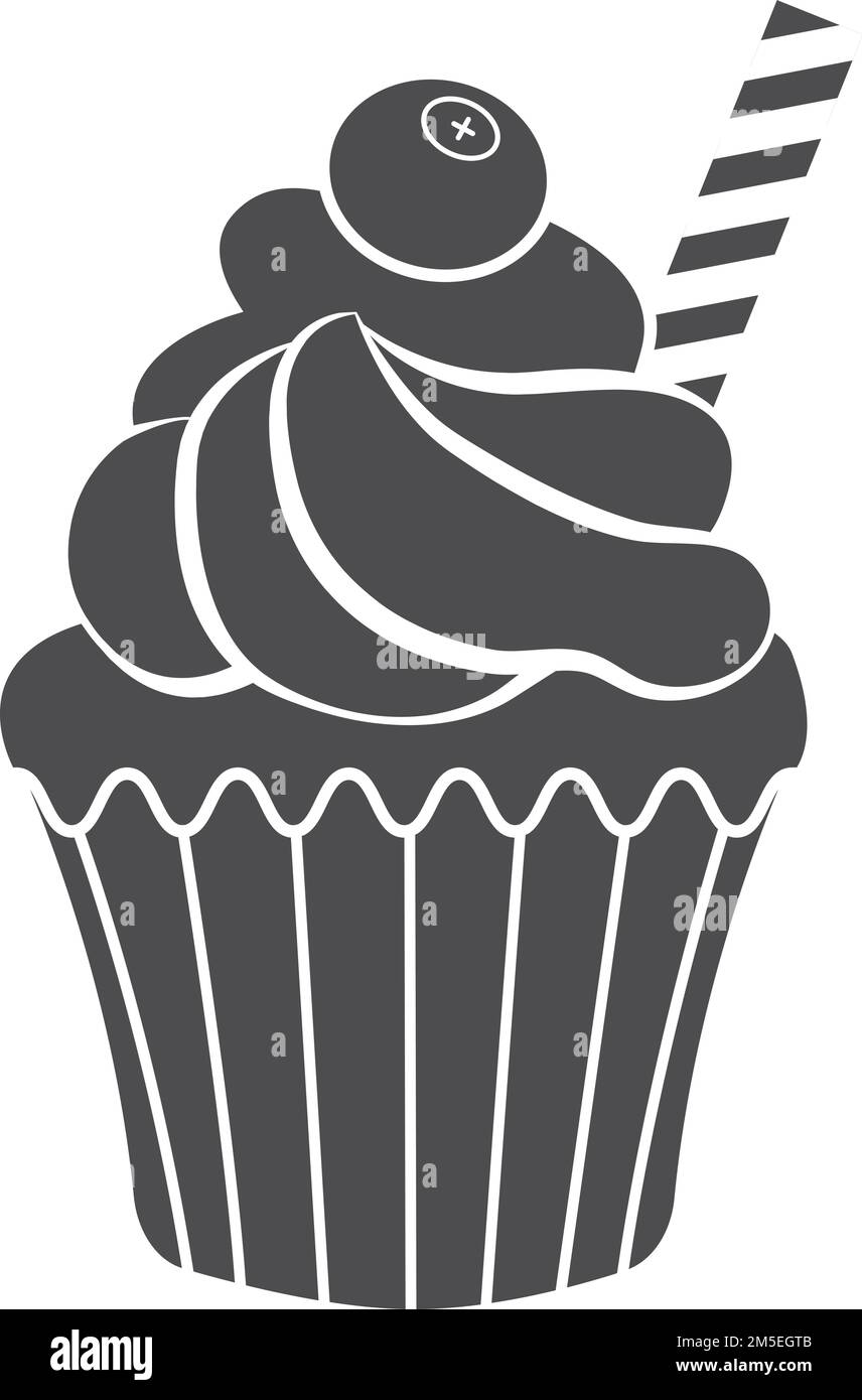 Blueberry muffin black silhouette. Delicious sweet pastry Stock Vector ...