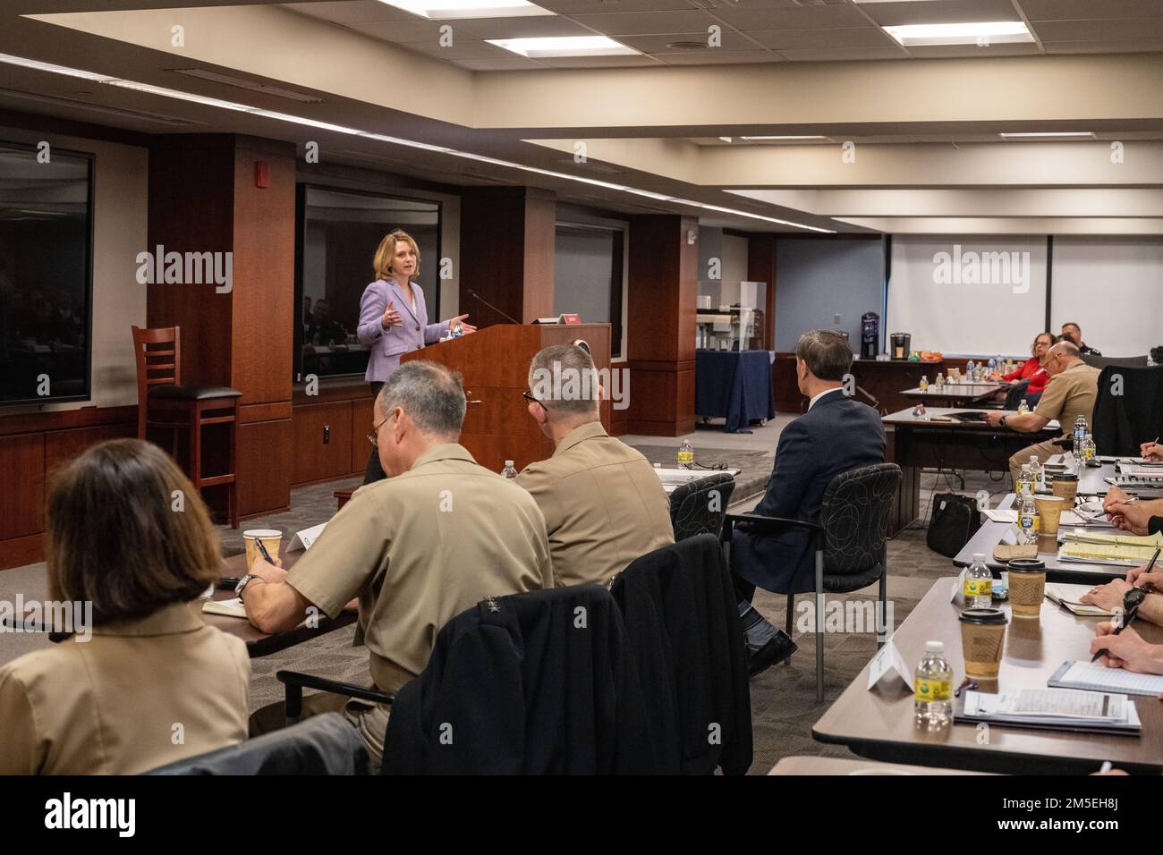 Deputy Secretary of Defense Kathleen H. Hicks speaks with senior U.S ...