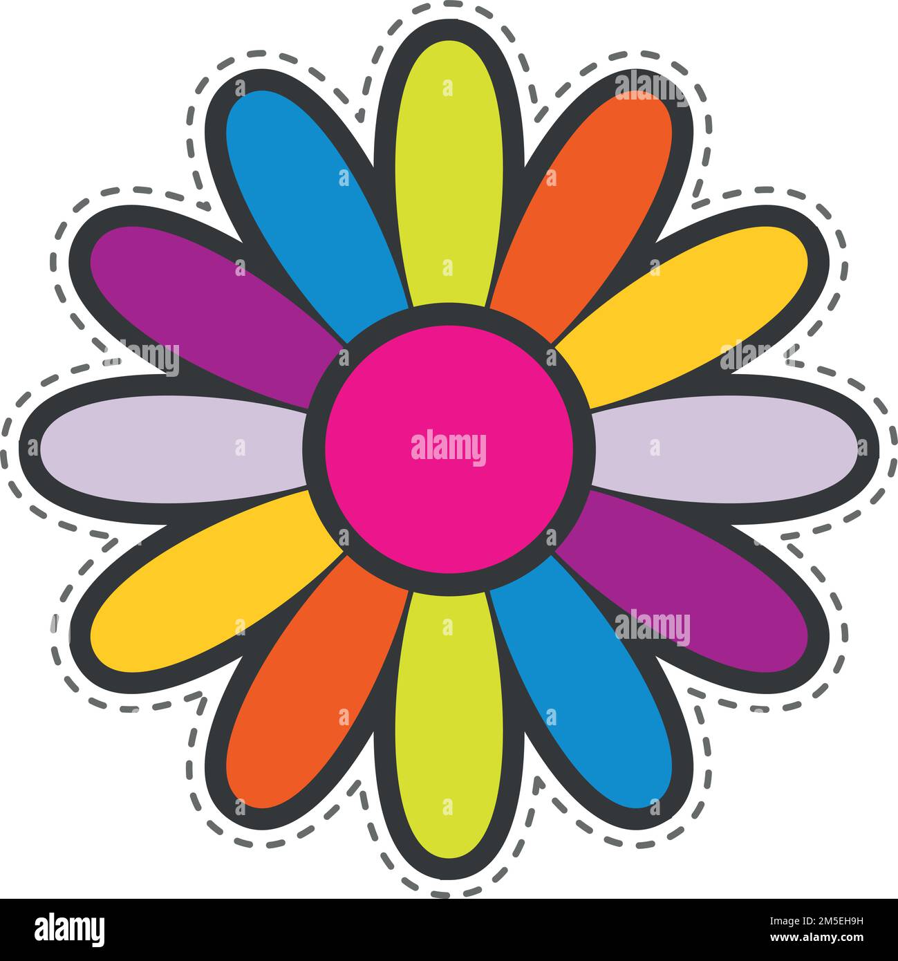 Color flower sticker. Retro patch. Decorative emblem Stock Vector Image ...