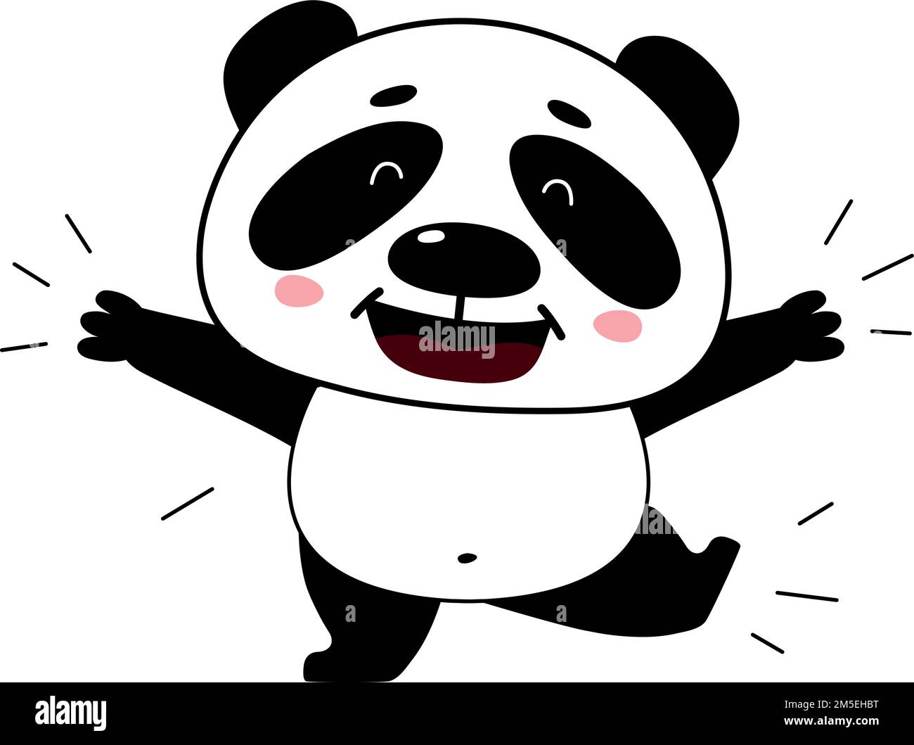 Happy panda baby. Cute celebrating bear animal Stock Vector Image & Art ...