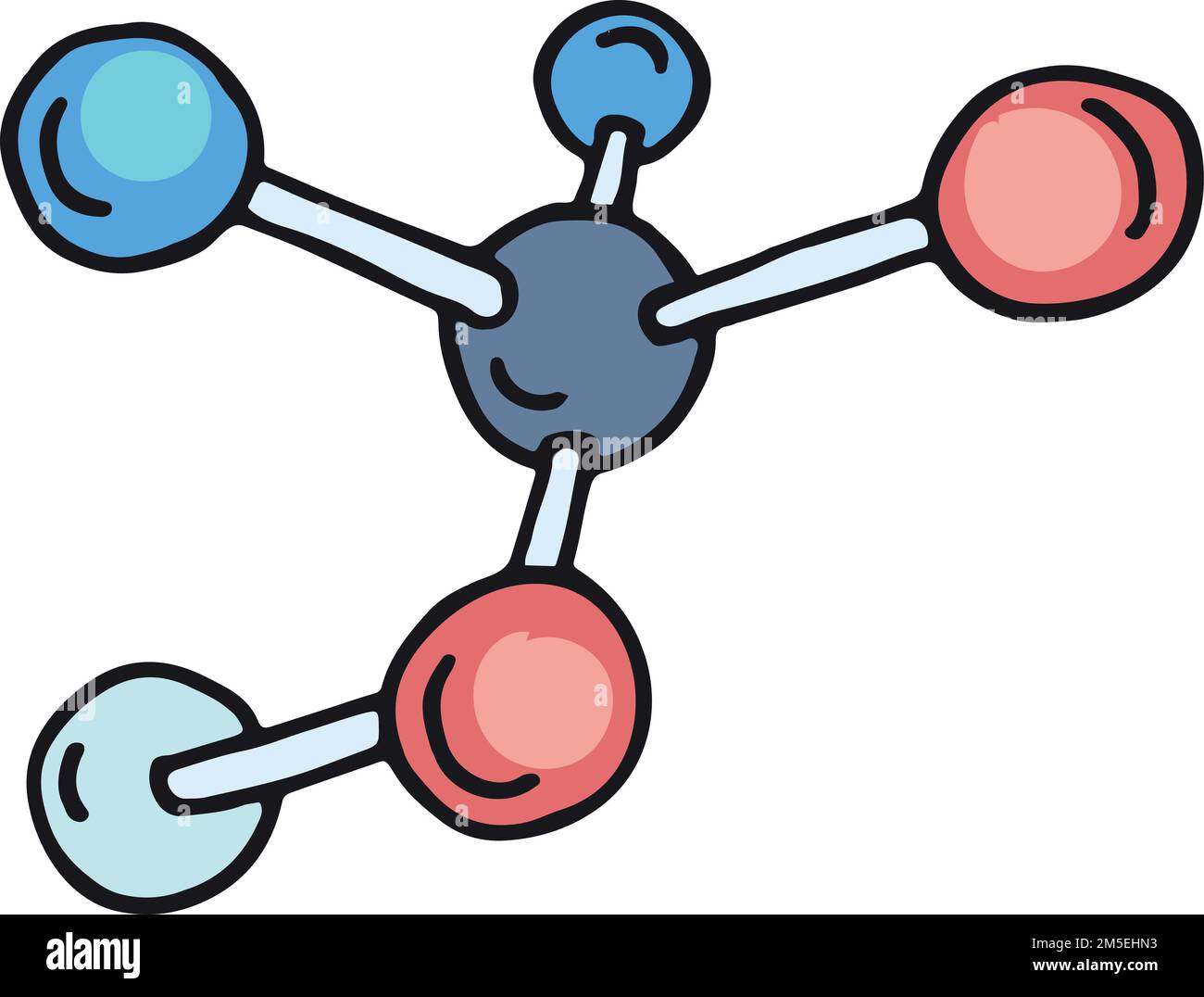 Chemical structure icon. Color molecule. Scientific doodle Stock Vector ...