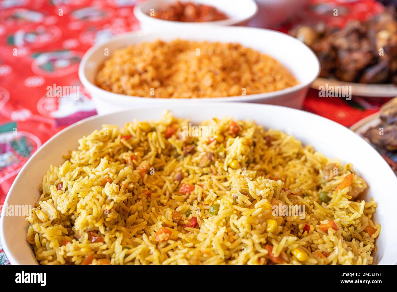 Vegetable Fried Rice and Jollof Rice to eat Stock Photo - Alamy