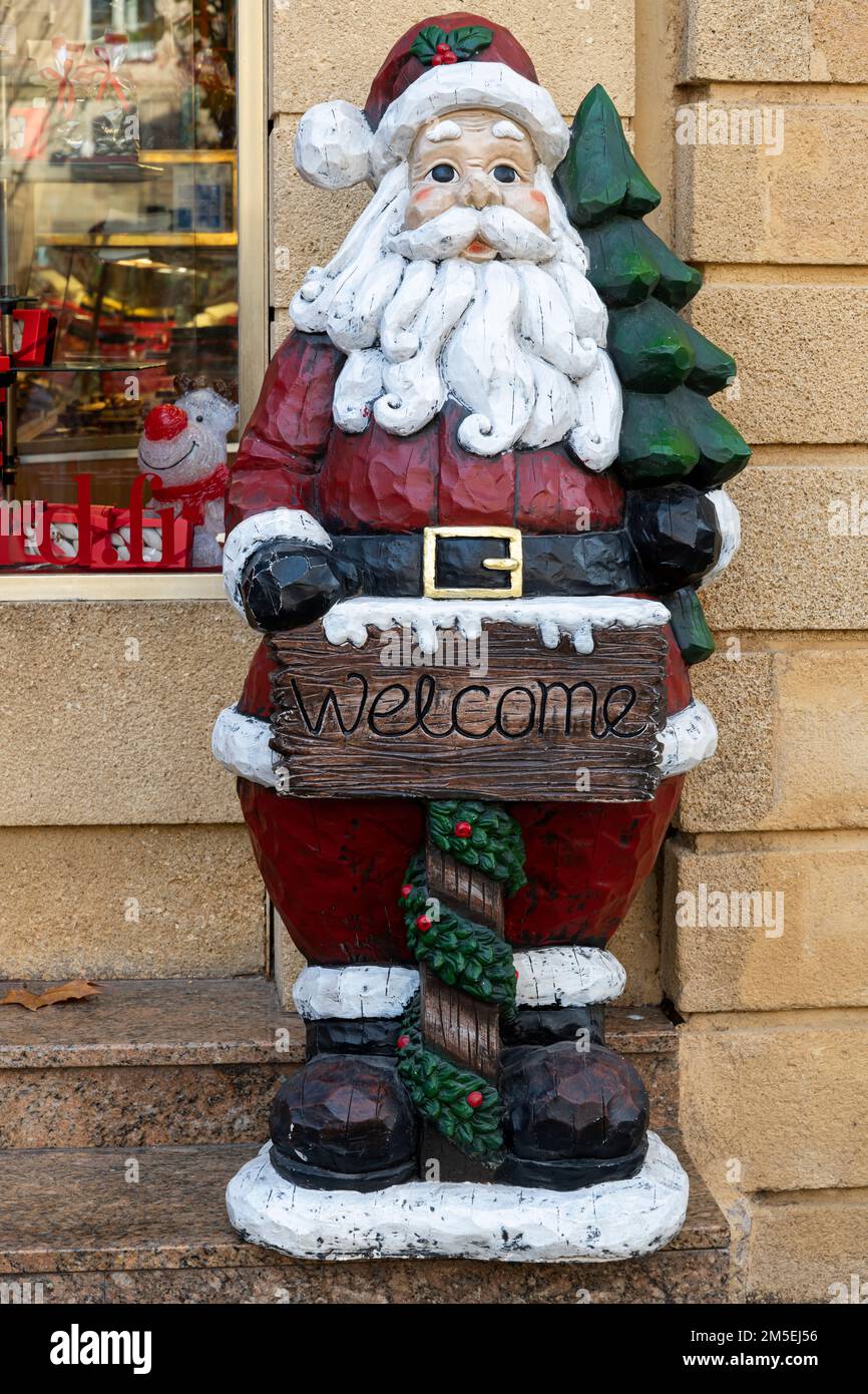 Santa Claus Decorative Figure with a ‘Welcome’ sign, Santa Claus ...