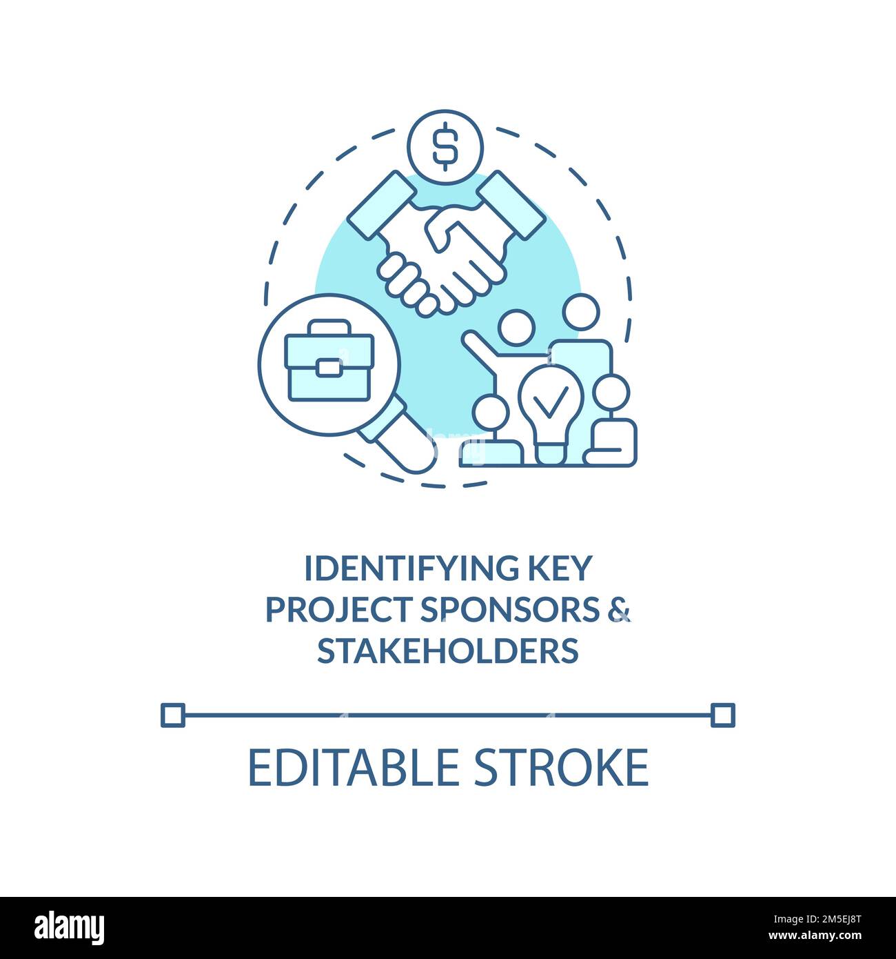 Identifying key project sponsors turquoise concept icon Stock Vector ...