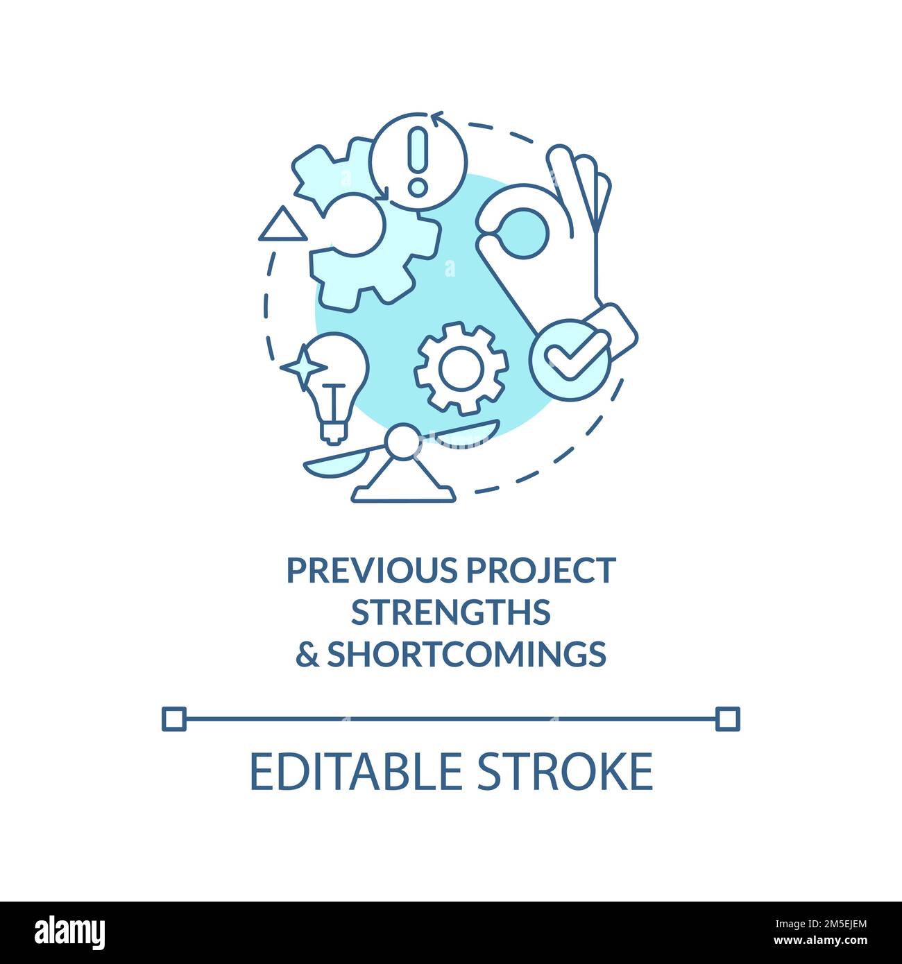 Previous project strengths and shortcomings turquoise concept icon ...