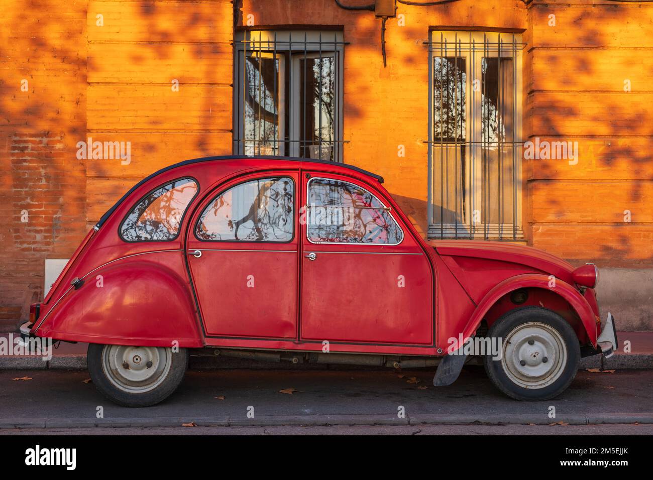 Toulouse, France - 12 21 2022 : View of bright red iconic vintage ...