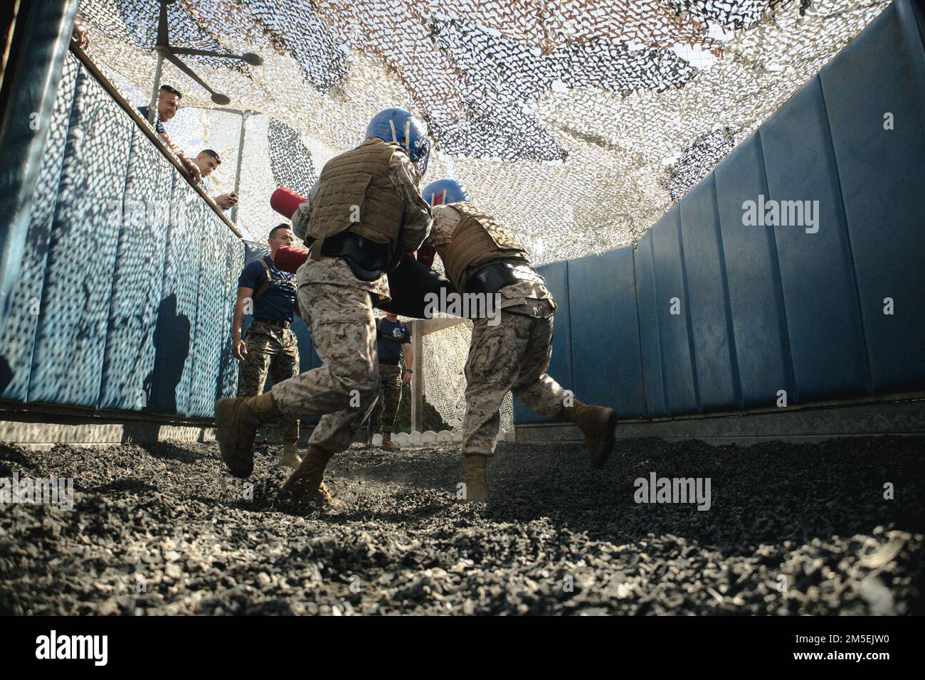 U.S. Marine Corps recruits with Mike Company, 3rd Recruit Training Battalion, compete against ...