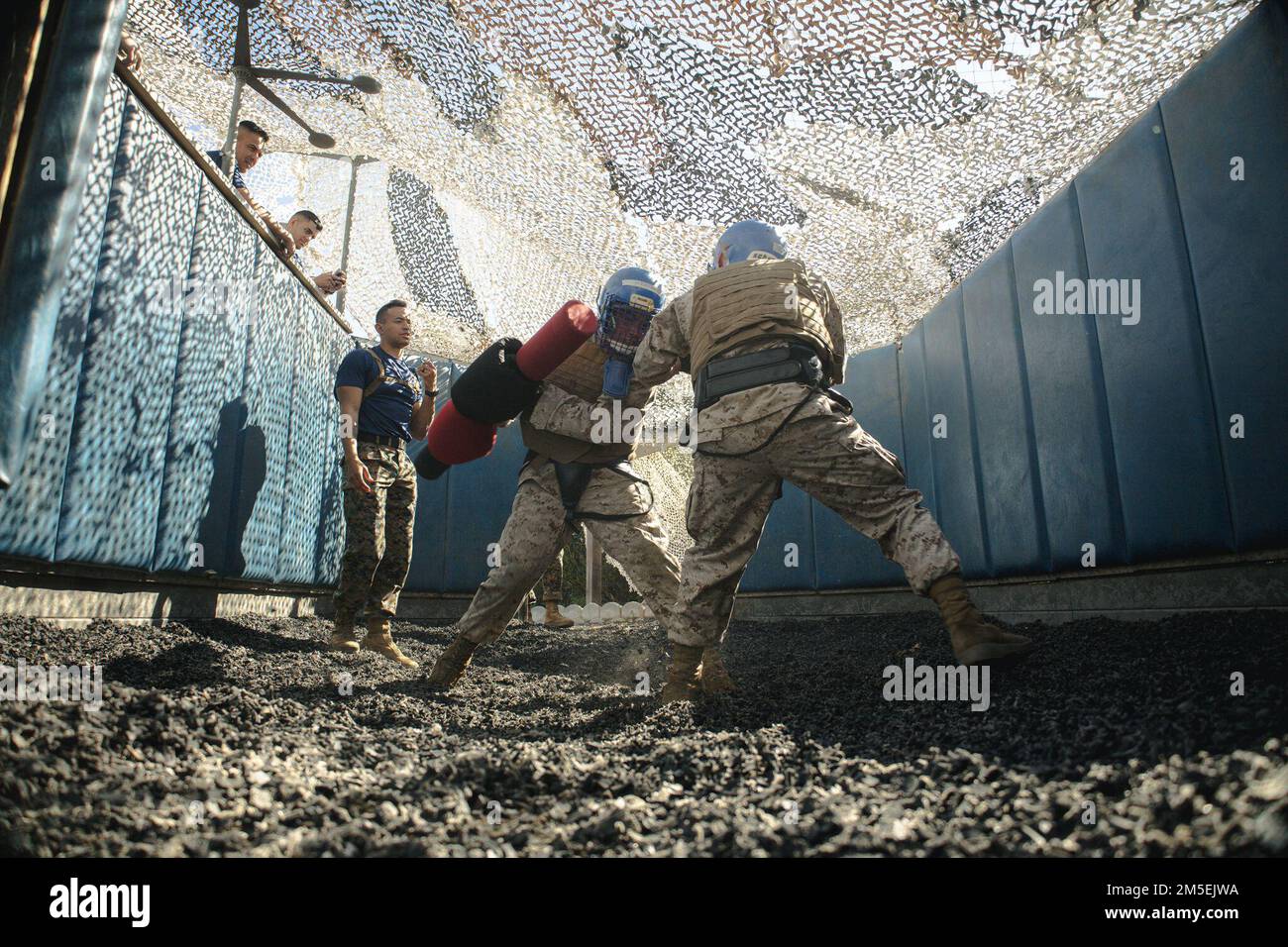 U.S. Marine Corps recruits with Mike Company, 3rd Recruit Training Battalion, compete against ...