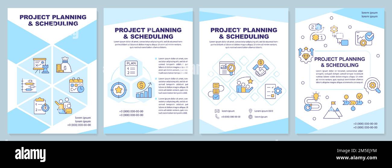 Project planning and scheduling blue brochure template Stock Vector ...