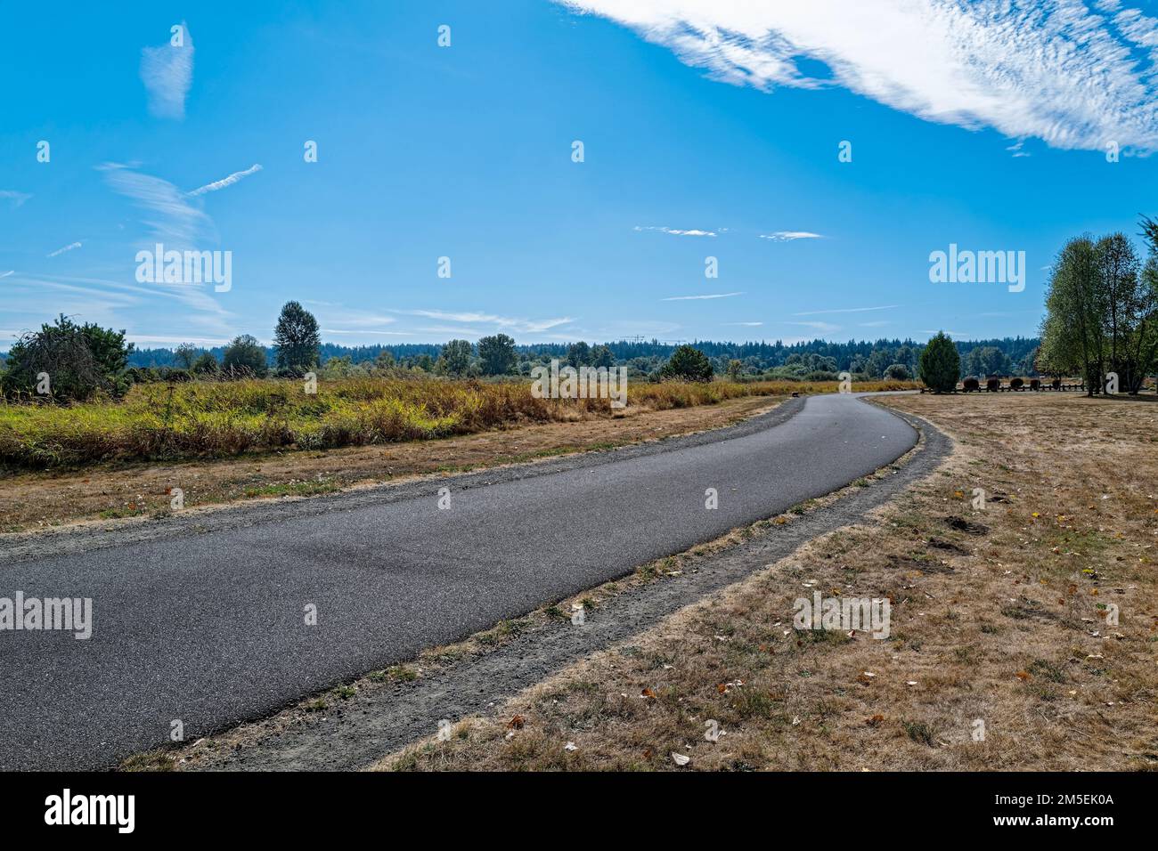 A section of the connector bike trail curves through Marymoor Park ...