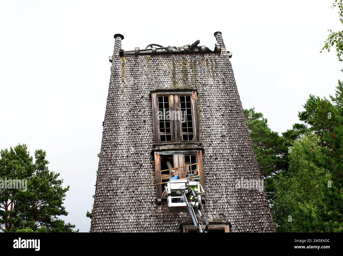 Old buildings at a mine shaft elevator at Adelswärdska gruvlaven ...