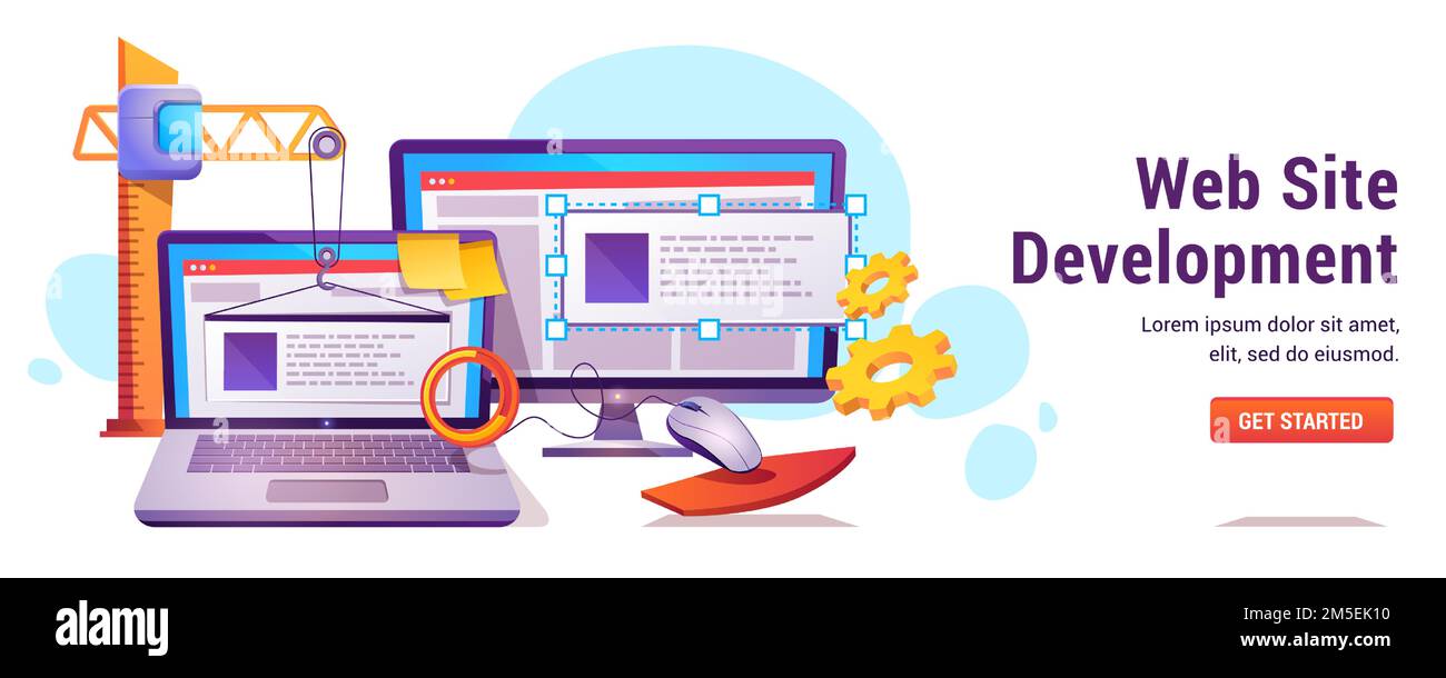 Web site development banner. Landing page creation, programming and ...