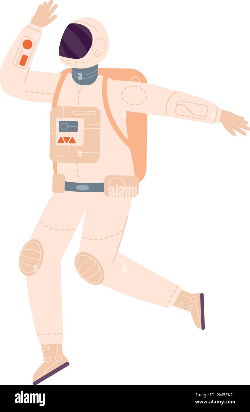 Running astronaut. Spaceman walking. Space traveller character isolated ...