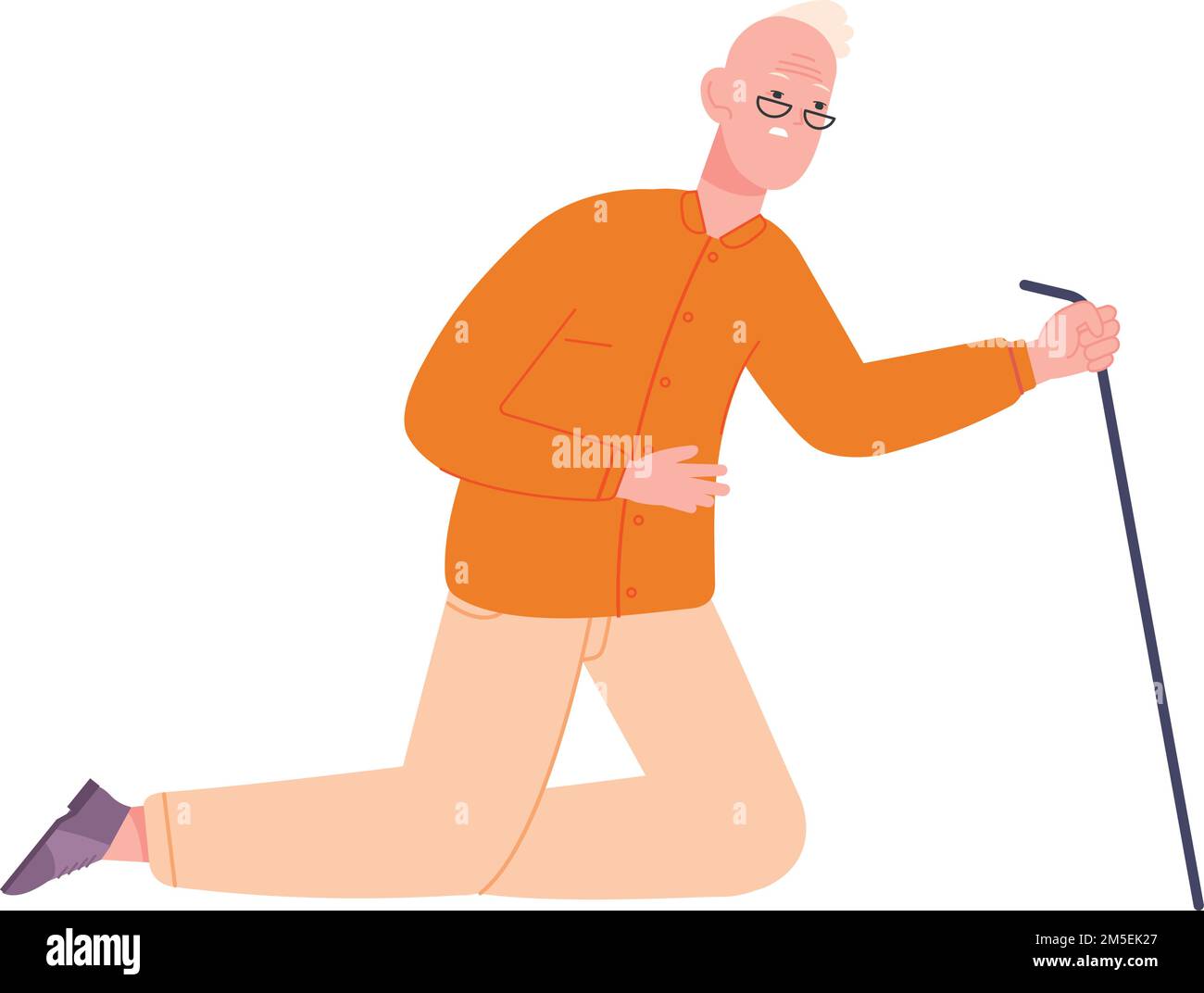 Hurted man after falling down. Elderly person accident isolated on ...