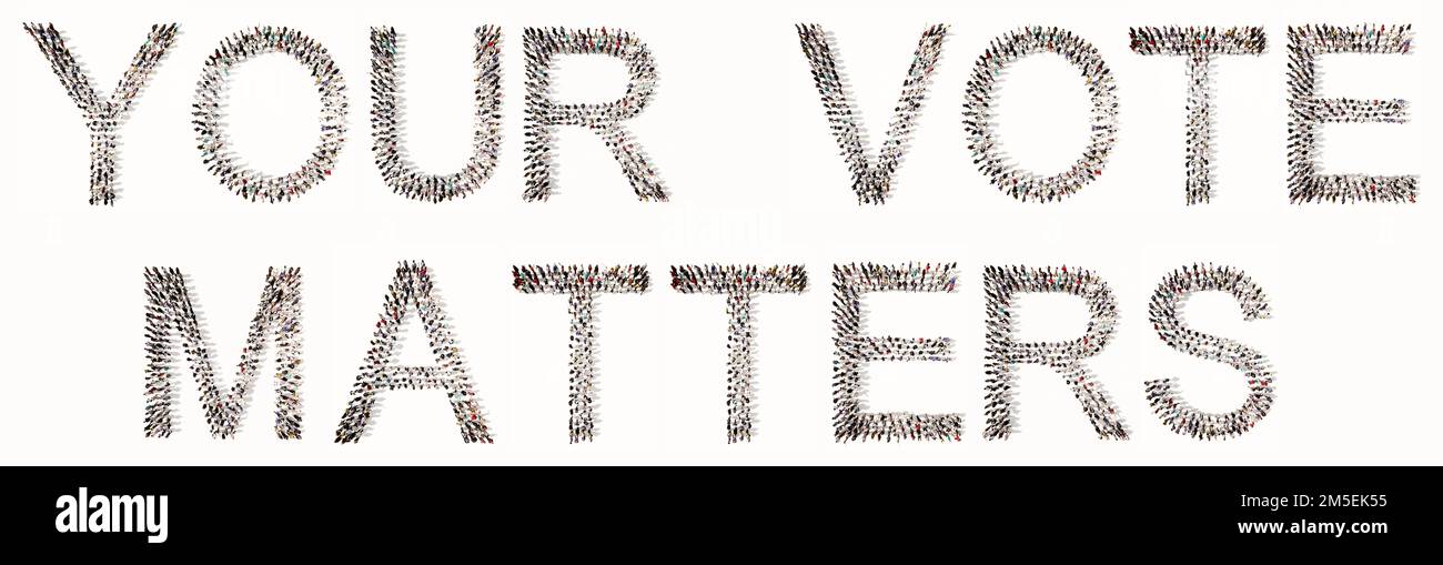 Concept or conceptual large community of people forming YOUR VOTE ...