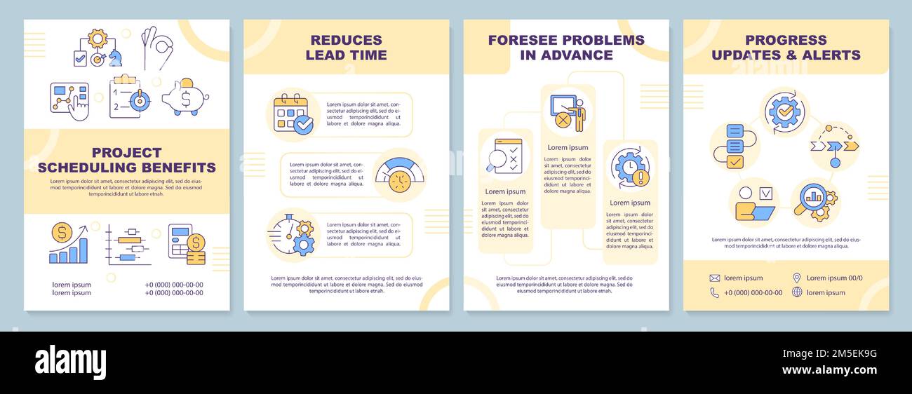 Project scheduling benefits yellow brochure template Stock Vector Image ...