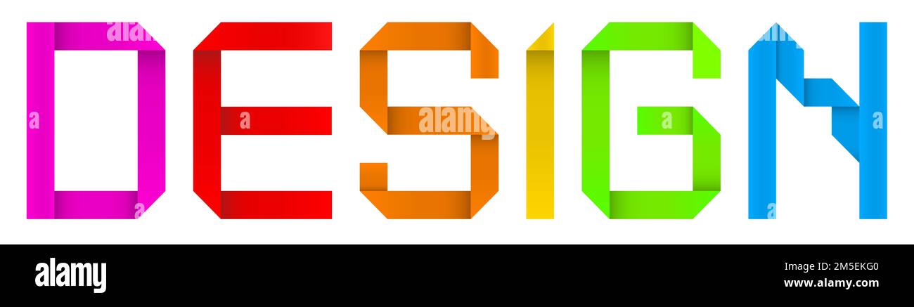 Concept or conceptual paper origami font forming the word DESIGN ...