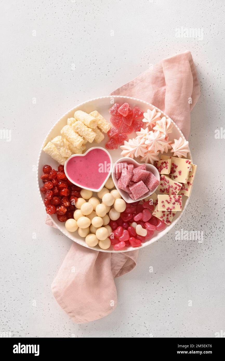 Romantic appetizer for Valentine's Day. Charcuterie board with ...