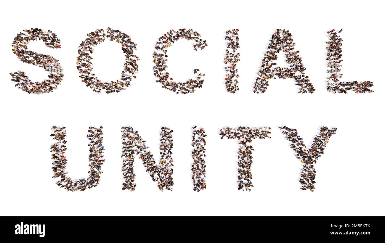 Concept conceptual large community of people forming SOCIAL UNITY ...