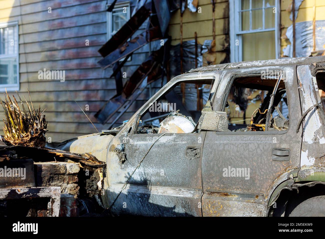 As result of fire that destroyed burned down car after fire inside had ...