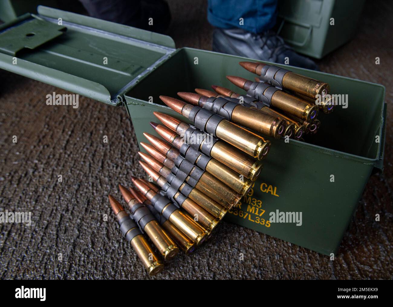 220308-N-OL632-1042 ATLANTIC OCEAN (March 8, 2022) An ammunition box ...