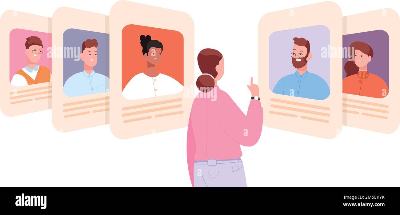 Hiring manager choosing candidate from job seeker photos isolated on ...