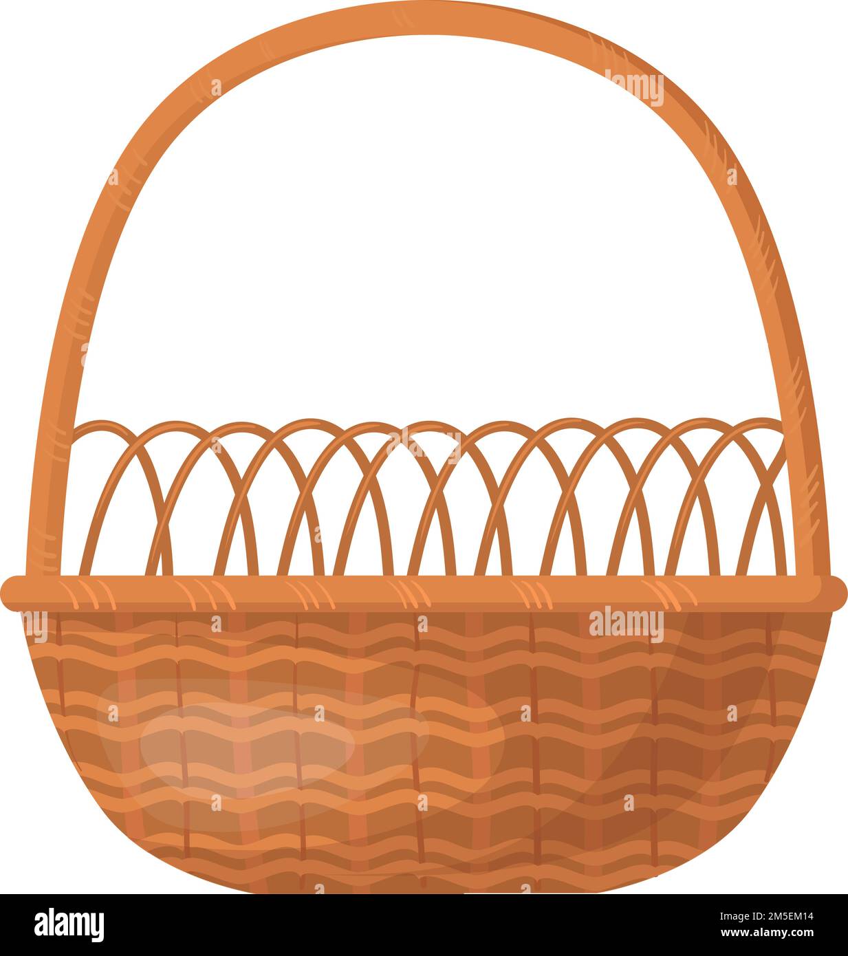 Traditional basket icon. Cartoon retro homemade wicker isolated on ...