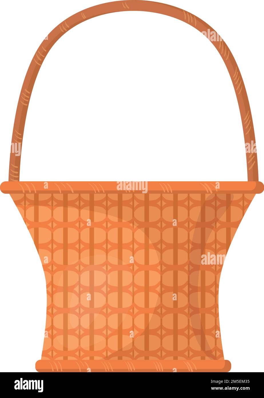 Cartoon wicker basket icon. Handmade rural container isolated on white ...