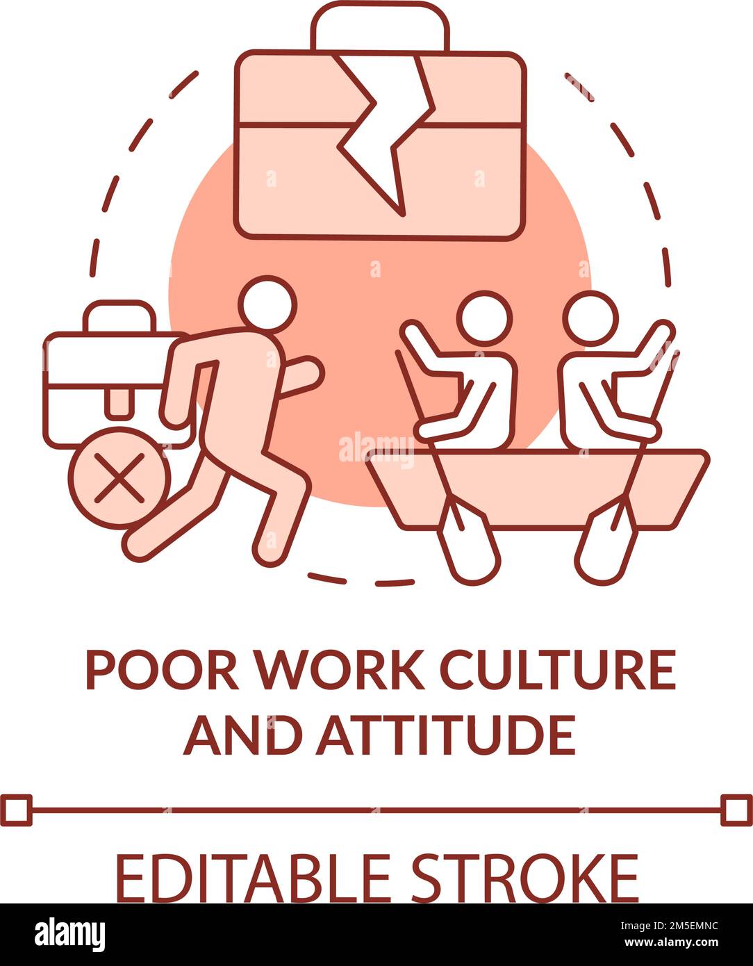 Poor work culture and attitude red concept icon Stock Vector Image ...