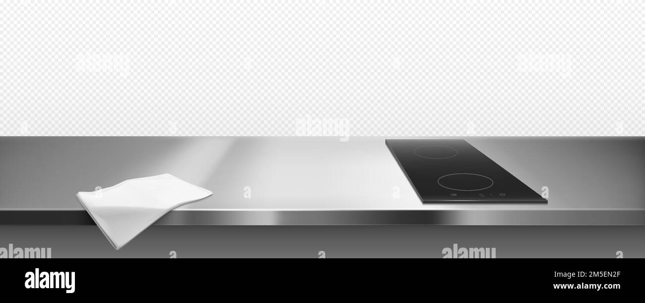 Electric stove on kitchen counter top view. Vector induction cooking ...