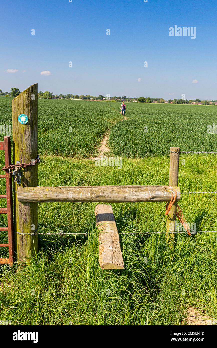Walking in the English Countryside - A rural and rustic stile to cross ...