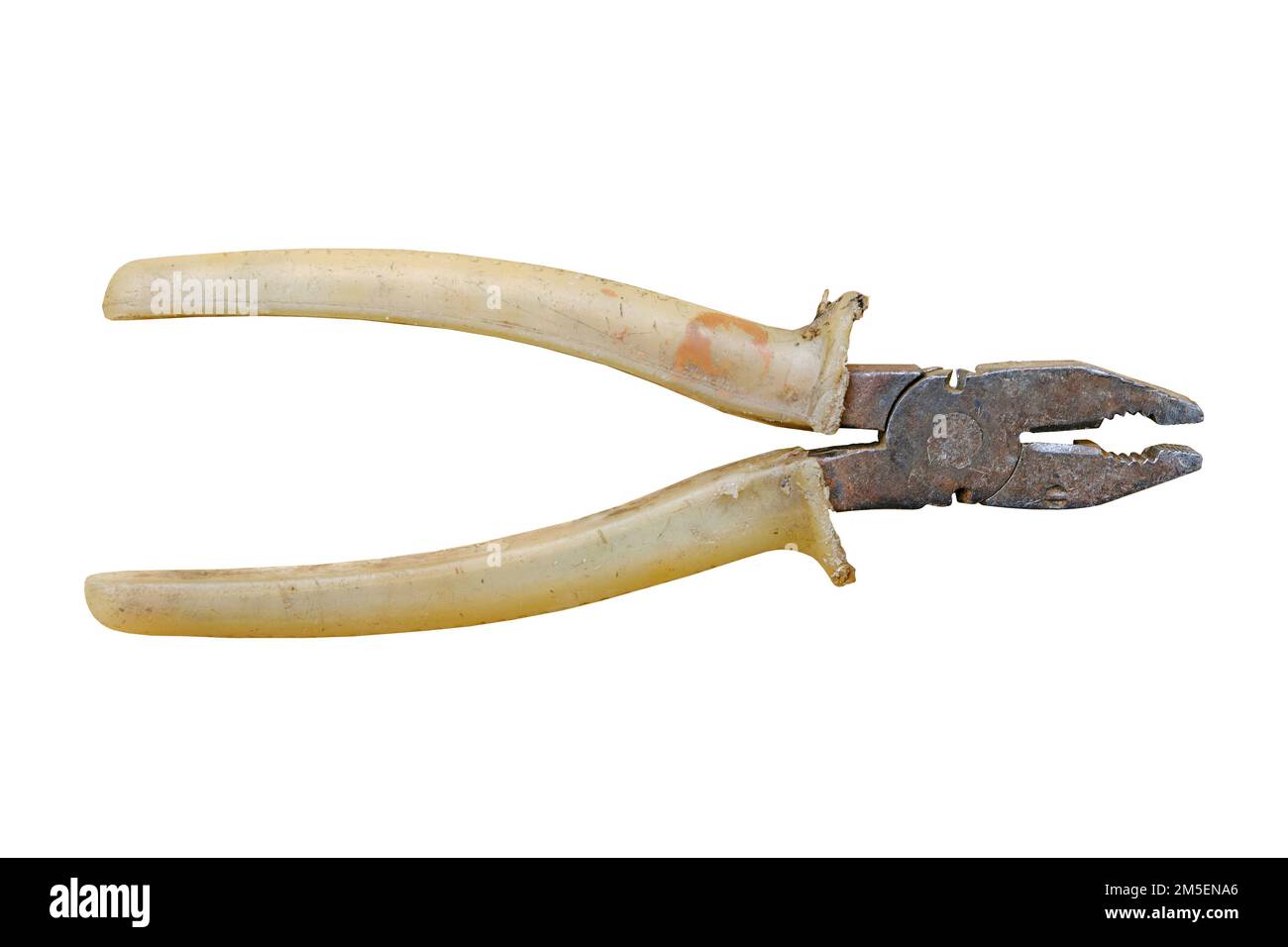 Old rusty pliers isolated on white background, closeup tool cot out ...