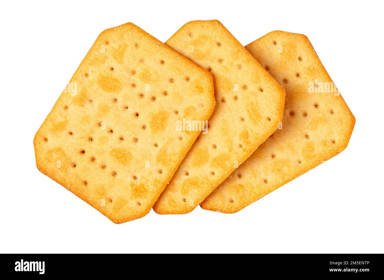 golden crispy crackers on white background with clipping path Stock ...