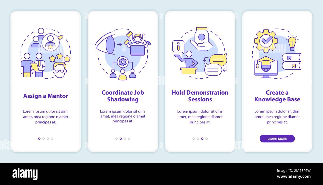 Product feature and application training onboarding mobile app screen ...