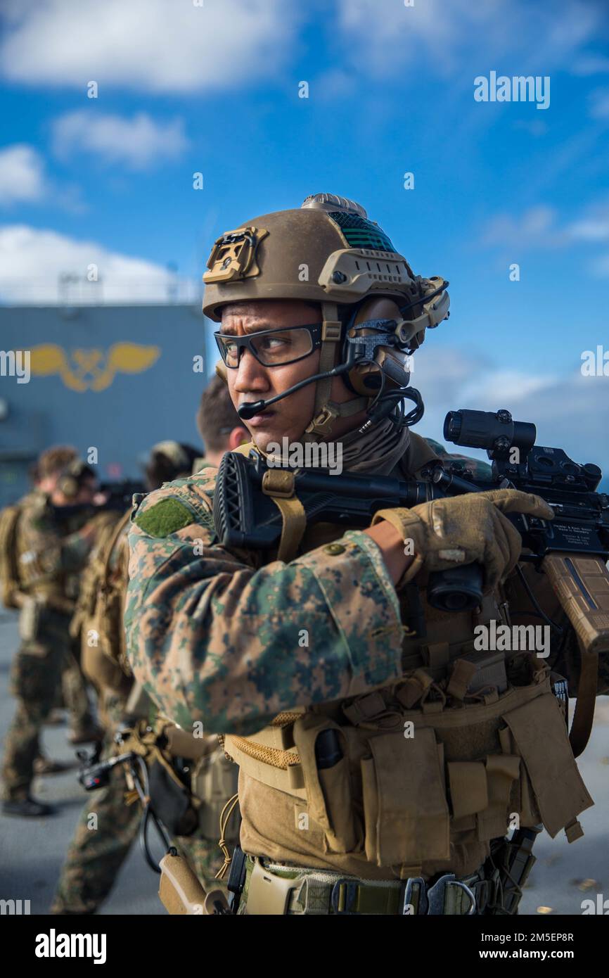 ATLANTIC OCEAN (March 8, 2022) U.S. Marine Corps Sgt. Cean Tukes ...
