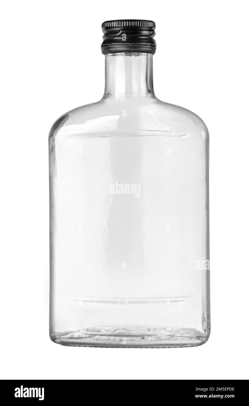Empty glass l flask isolated on white background with clipping path ...