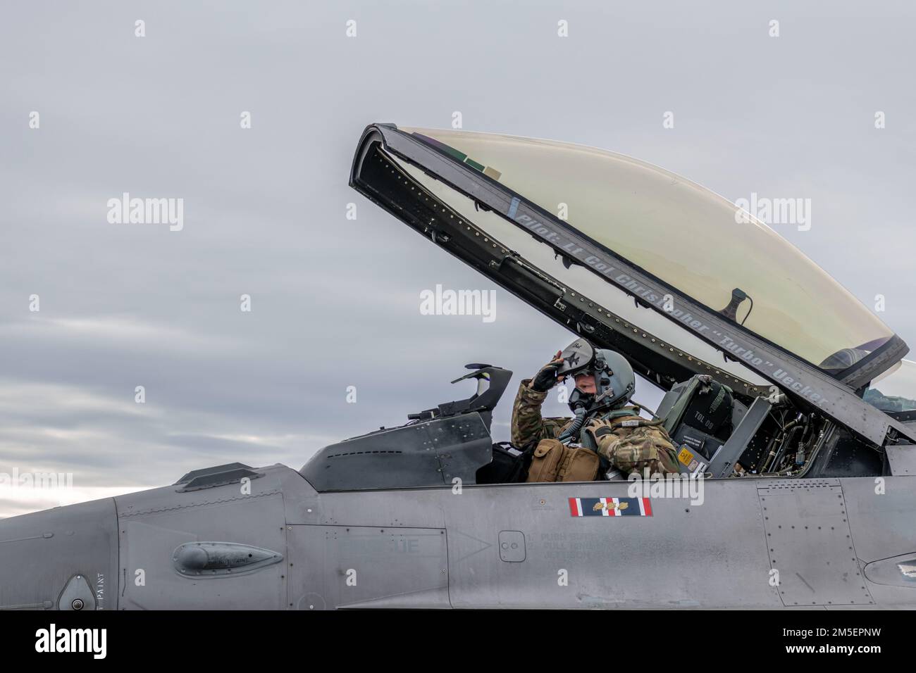 U.S. Air Force Lt. Col. Steven Atkinson, an F-16 fighter pilot assigned ...