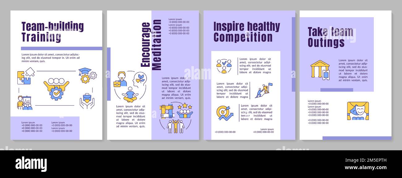 Training for teambuilding purple brochure template Stock Vector Image ...